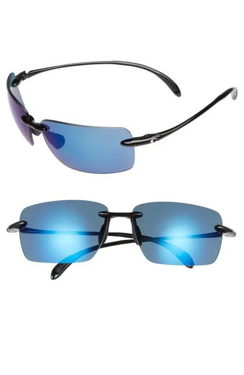 COSTA DEL MAR Rimless Polarized Sunglasses - Black/blue Mirror