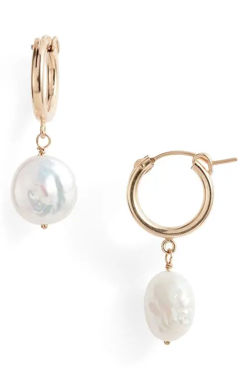 NASHELLE Lucia Cultured Pearl Huggie Earrings - 14k Gold Filled