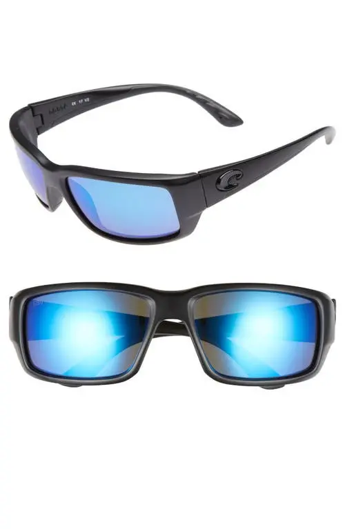 COSTA DEL MAR Fantail 60mm Polarized Sunglasses - Blackout/ Blue Mirror