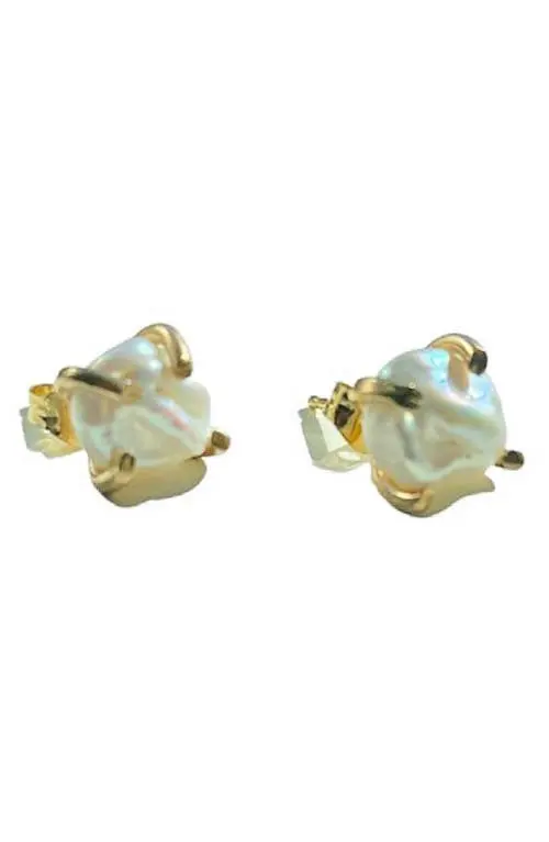 NASHELLE Cultured Pearl Stud Earrings - 14k Gold Filled