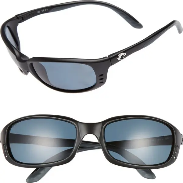 COSTA DEL MAR Brine Polarized Sunglasses - Matte Black/ Grey