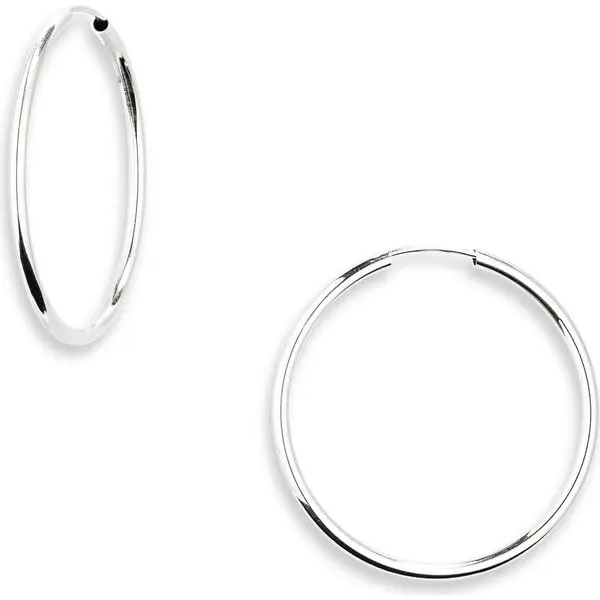 Bony Levy Essentials 14k Gold Thin Hoop Earrings - White Gold