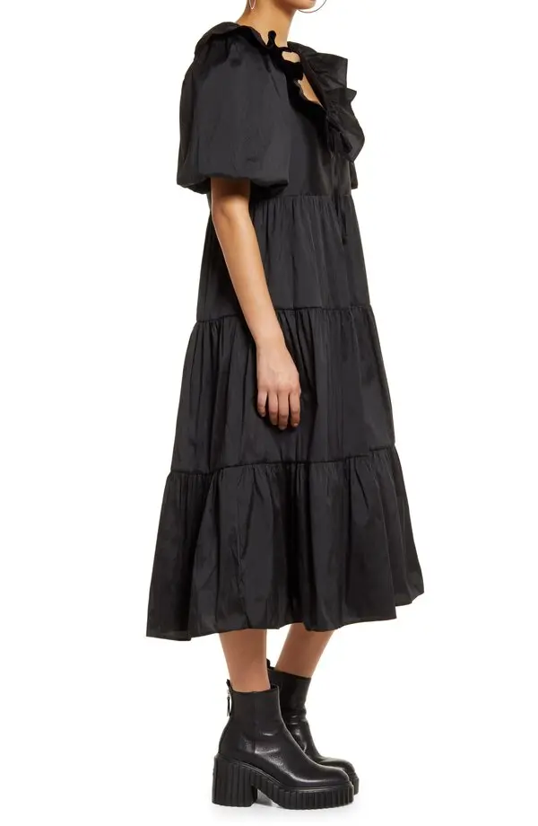Topshop Short Sleeve Taffeta Dress