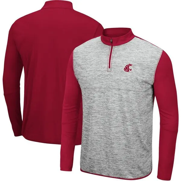 COLOSSEUM Heathered Gray/crimson Washington State Cougars Prospect Quarter-zip Jacket