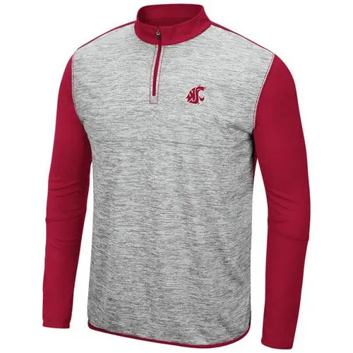 COLOSSEUM Heathered Gray/crimson Washington State Cougars Prospect Quarter-zip Jacket