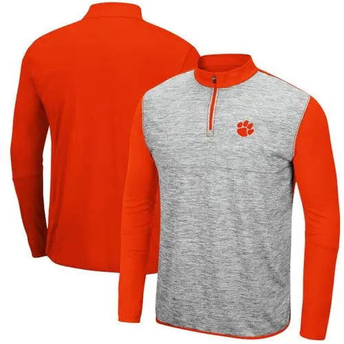 COLOSSEUM Heathered Gray/orange Clemson Tigers Prospect Quarter-zip Jacket