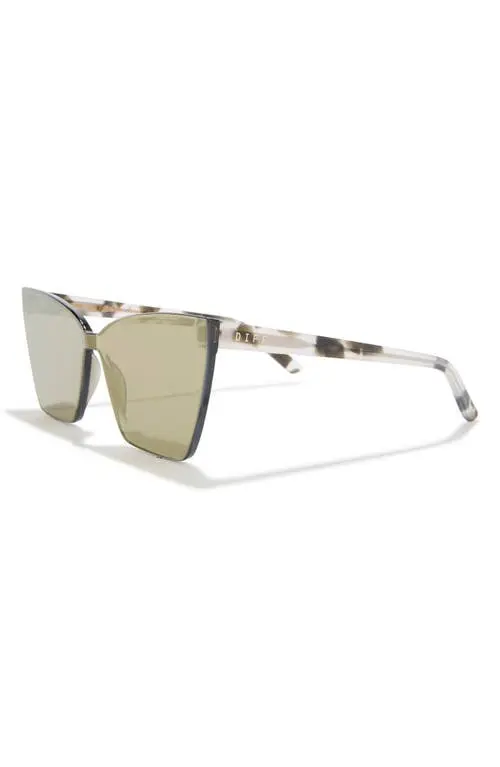 DIFF Goldie Oversized Cat Eye Sunglasses - Gold Tortoise/gold Flash
