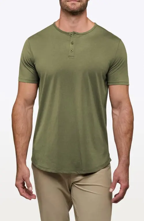 CUTS Ao Curved Hem Short Sleeve Henley - Capers