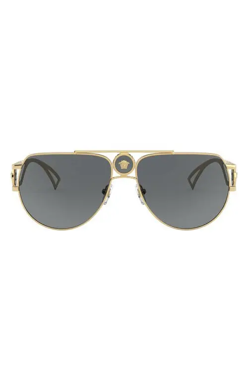 Versace 60mm Aviator Sunglasses - Gold/grey