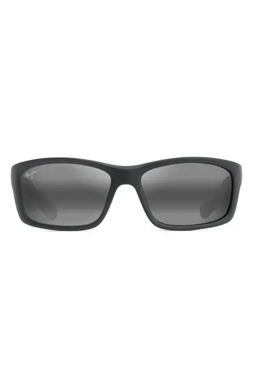 Maui Jim Kanaio Coast Rectangular Sunglasses - Matte Black/white/blue