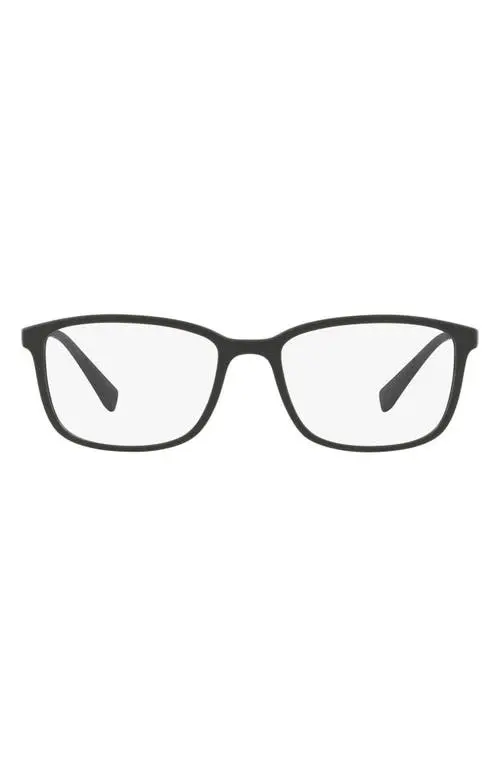 Prada 55mm Rectangular Eyeglasses - Black Rubber