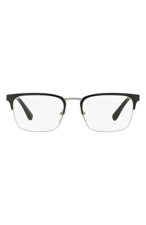 Prada 55mm Rectangle Eyeglasses - Black/ Gunmetal