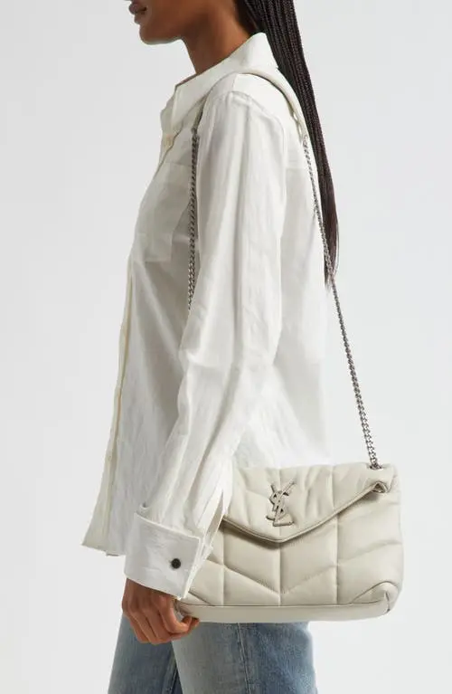 Saint Laurent Small Lou Puffer Bag - Crema Soft