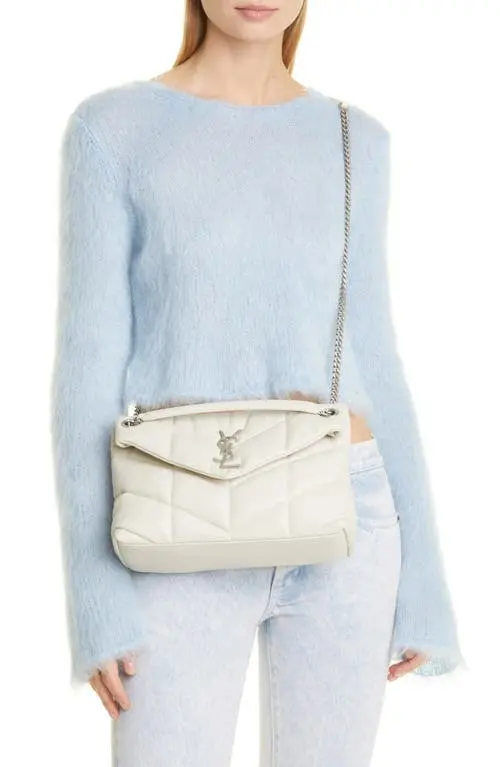 Saint Laurent Small Lou Puffer Bag - Crema Soft