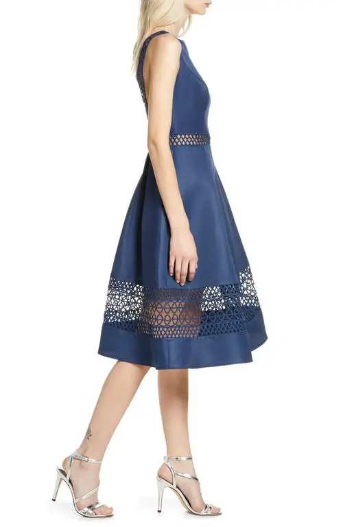 chi chi london fit and flare dress Plus Size Sleeveless Floral Fit and Flare Midi Dress in Navy main image 1