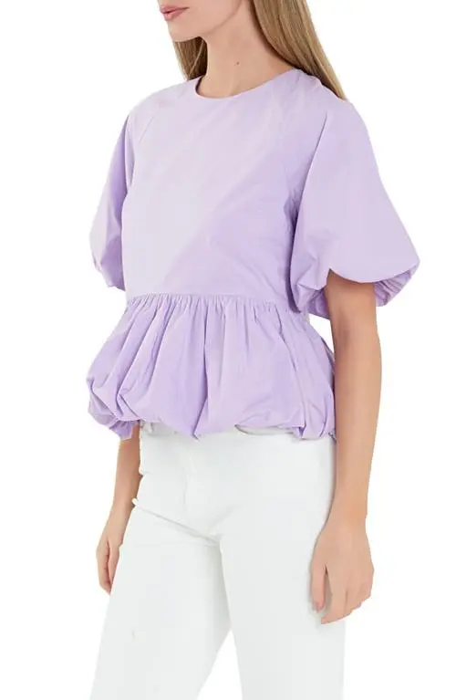 English Factory Balloon Poplin Peplum Top