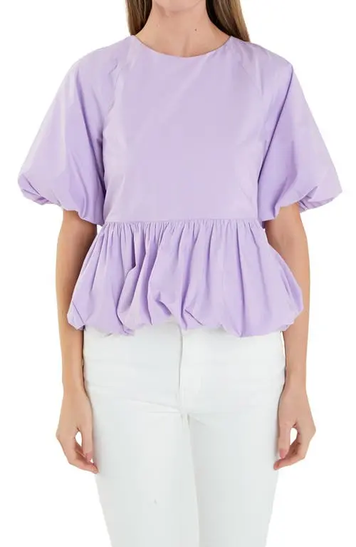 English Factory Balloon Poplin Peplum Top