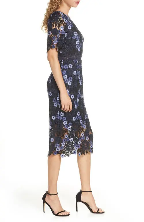 CHI CHI LONDON Lenka One-shoulder Crochet Lace Midi Dress
