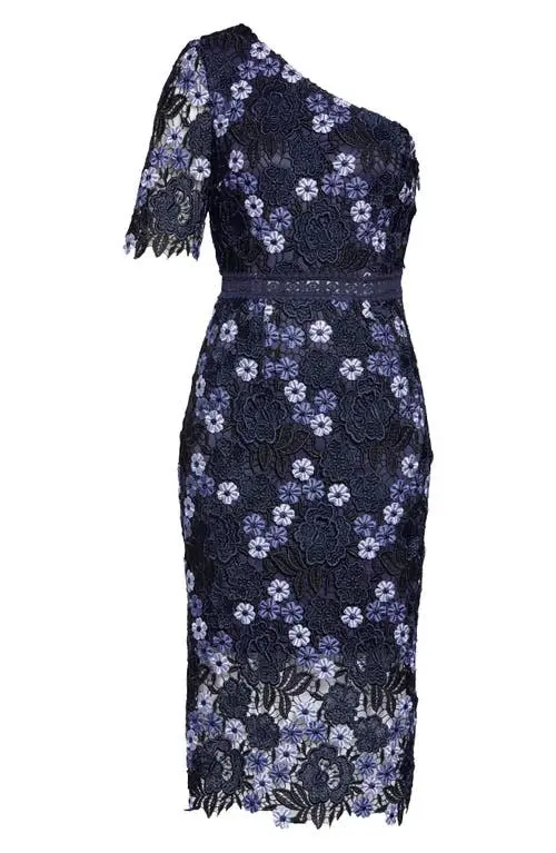 CHI CHI LONDON Lenka One-shoulder Crochet Lace Midi Dress