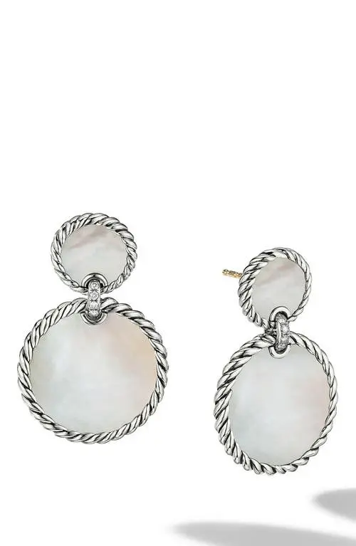 David Yurman Elements Double Drop Earrings - Mother Of Pearl/silver