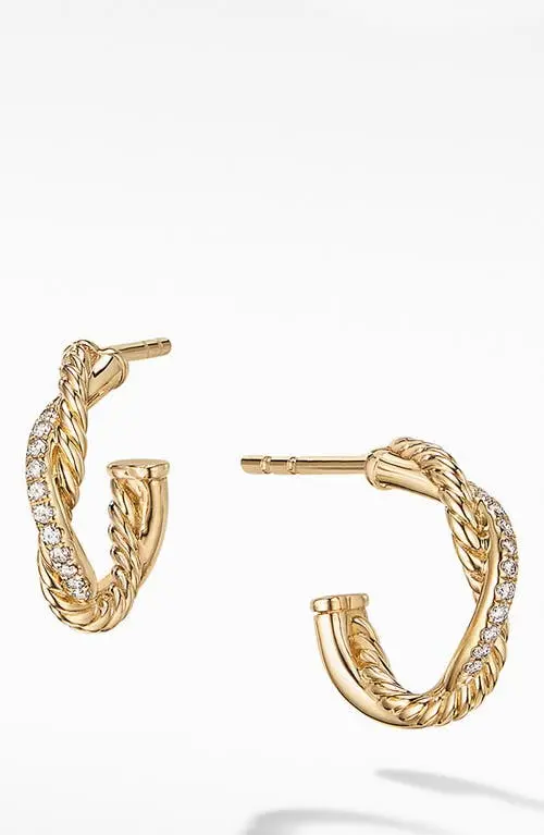 David Yurman Petite Infinity Huggie Earrings - Diamond/ Yellow Gold