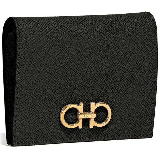 FERRAGAMO Gancini Leather French Wallet - Nero