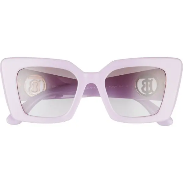 Burberry 51mm Square Frame Sunglasses - Lilac/gradient Grey