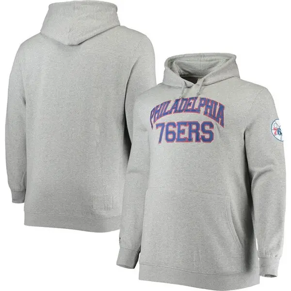 Mitchell & Ness Philadelphia 76ers Throwback Pullover Hoodie - Heather Gray