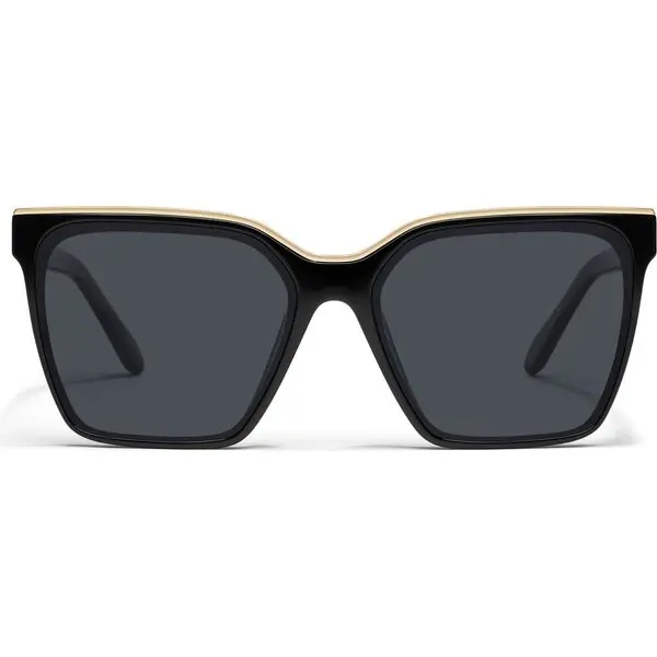 Quay Level Up 60mm Square Sunglasses - Black Gold/smoke