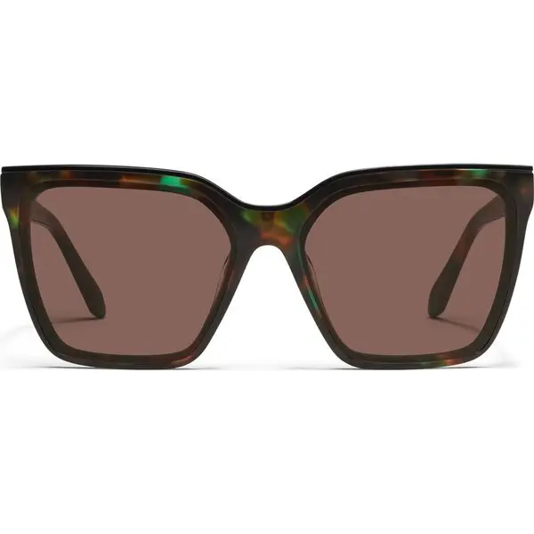 Quay Level Up 60mm Square Sunglasses - Dappled Green Tort/ Brown