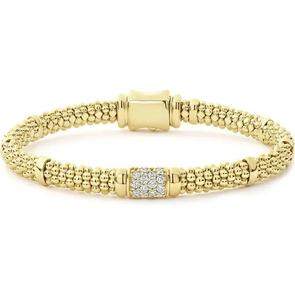Lagos 18k Gold Diamond Caviar Beaded Bracelet - Yellow Gold