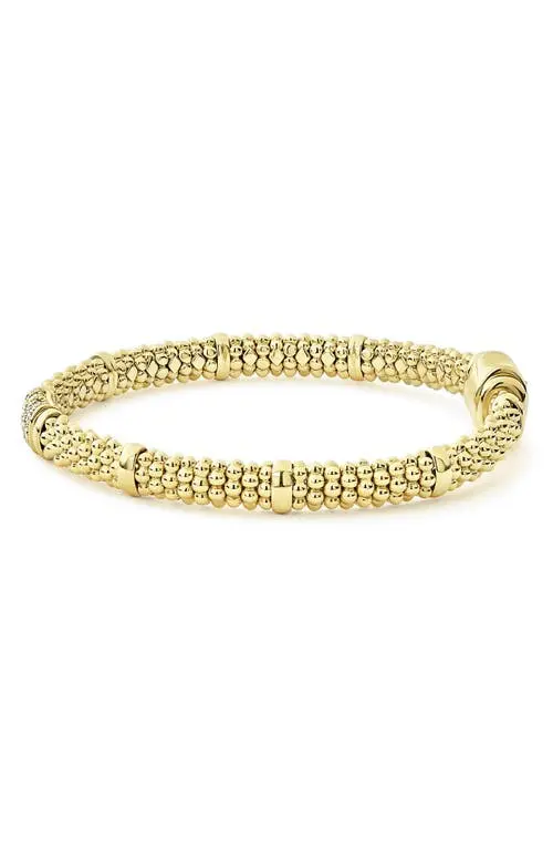 Lagos 18k Gold Diamond Caviar Beaded Bracelet