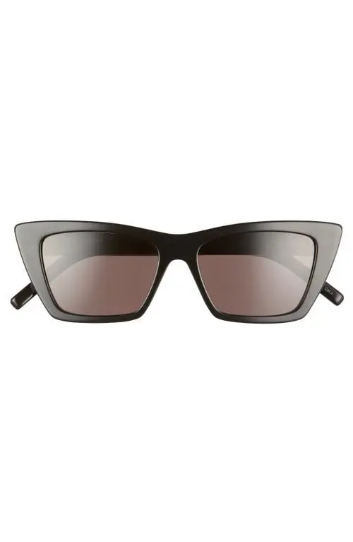 Saint Laurent 53mm Cat Eye Sunglasses - Shiny Black/grey Solid