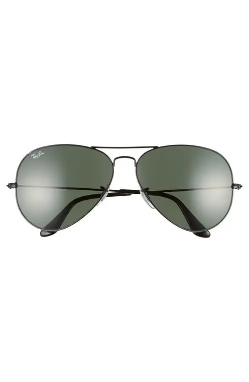 Ray-ban 62mm Aviator Sunglasses - Black/ Green Solid