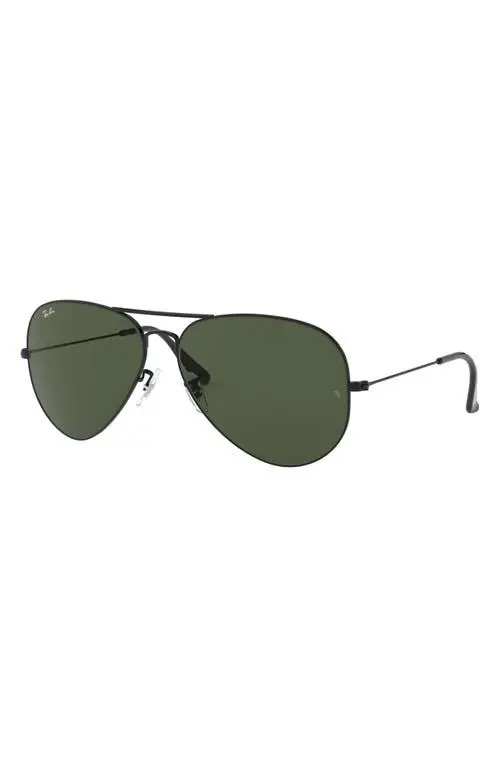 Ray-ban 62mm Aviator Sunglasses - Black/ Green Solid