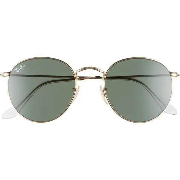 Ray-ban 53mm Round Sunglasses - Gold/ Green Gold