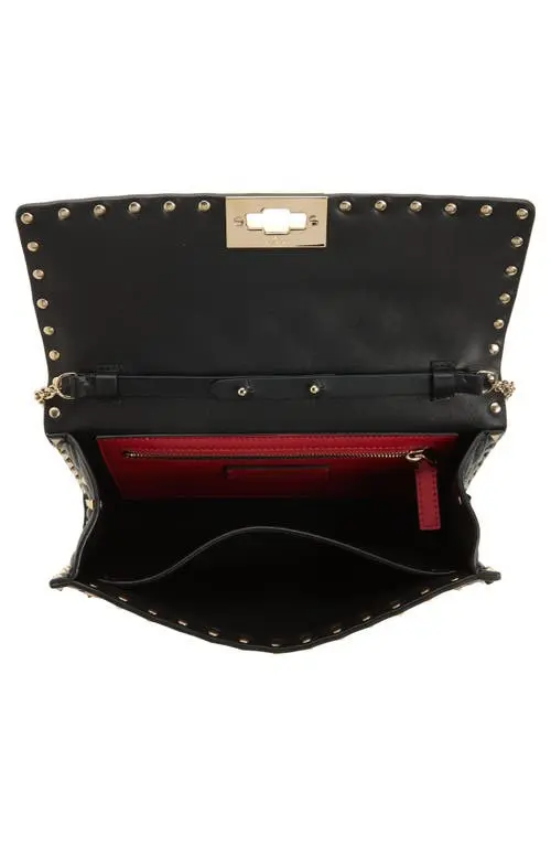 Valentino Garavani Rockstud Matelassé Quilted Leather Crossbody Bag - Black