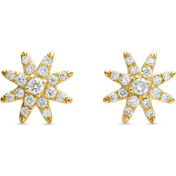David Yurman Petite Starburst Stud Earrings - Diamond/yellow Gold