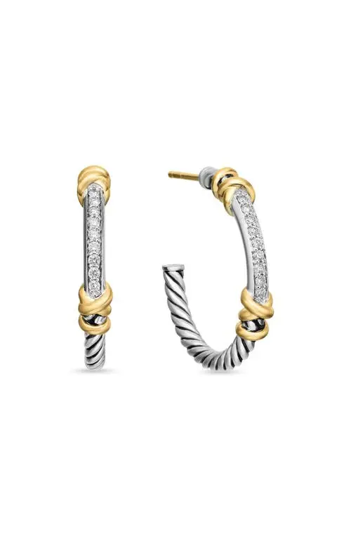 David Yurman Petite Helena Wrap Hoop Earrings With Diamonds And 18k Gold - Diamond/yellow Gold