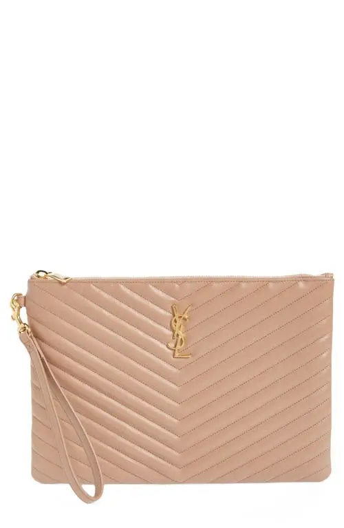 Saint Laurent Monogram Matelassé Leather Tablet Pouch