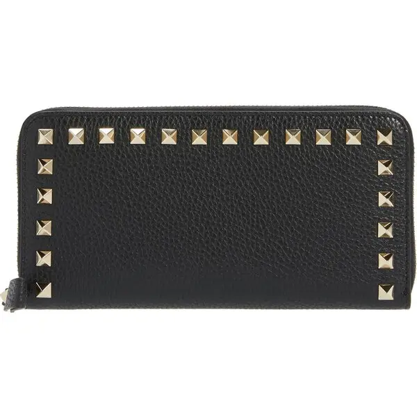 Valentino Garavani Rockstud Continental Leather Wallet - Black