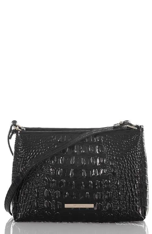 Brahmin Lorelei Croc Embossed Leather Shoulder Bag - Black