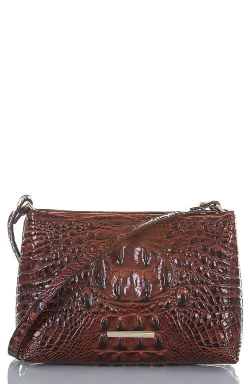 Brahmin Lorelei Croc Embossed Leather Shoulder Bag - Pecan