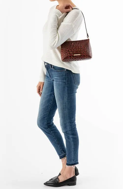 Brahmin Lorelei Croc Embossed Leather Shoulder Bag - Pecan