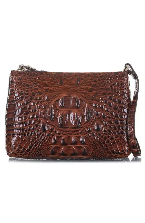 Brahmin Lorelei Croc Embossed Leather Shoulder Bag - Pecan