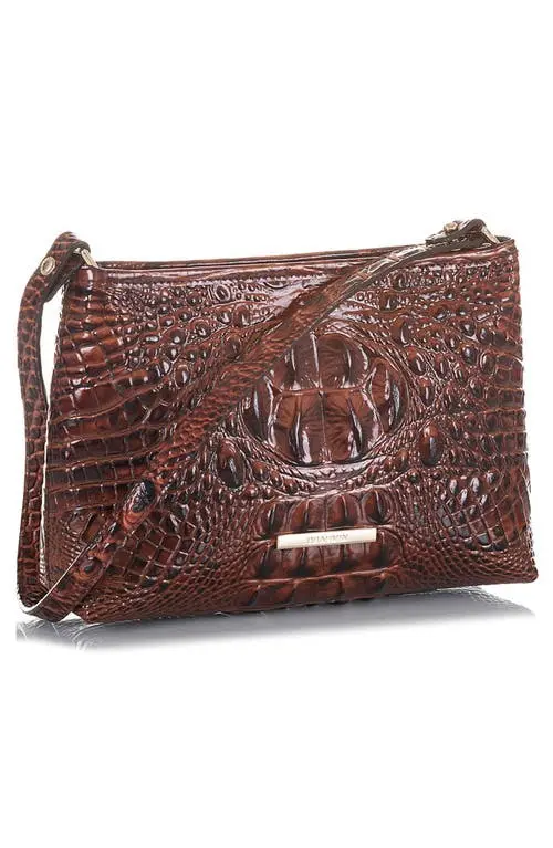 Brahmin Lorelei Croc Embossed Leather Shoulder Bag - Pecan