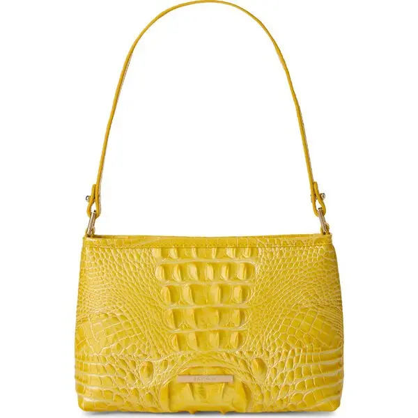 Brahmin Lorelei Croc Embossed Leather Shoulder Bag - Vivid Yellow