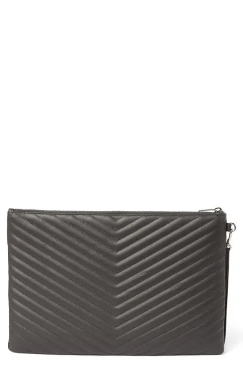 Saint Laurent Large Monogram Matelassé Leather Pouch