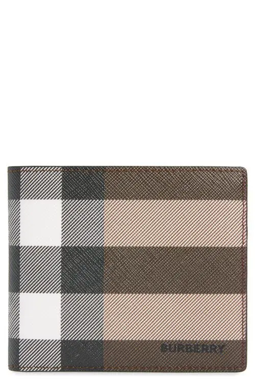 Burberry Check E-canvas International Bifold Wallet - Dark Birch Brown