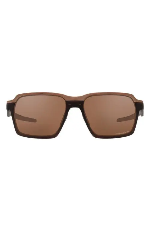 Oakley 58mm Polarized Rectangle Sunglasses - Matte Rootbeer